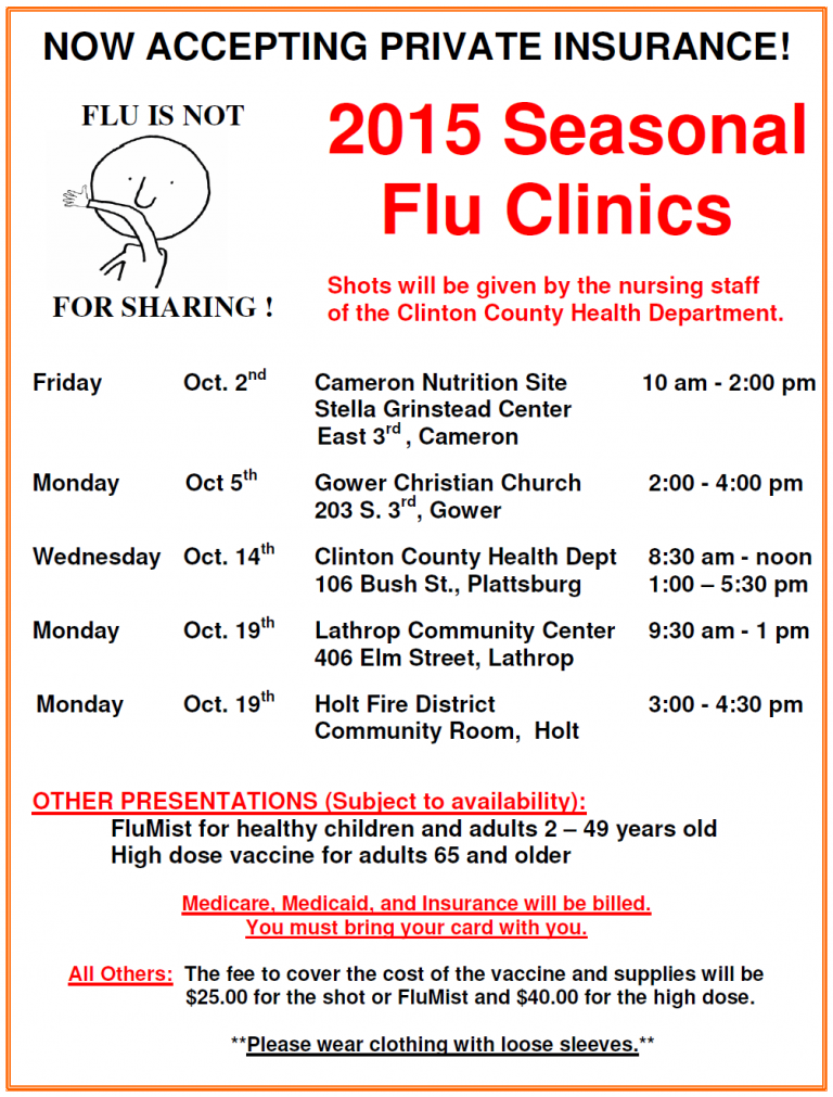2015 Flu Shot Schedule – Clinton County Health Department