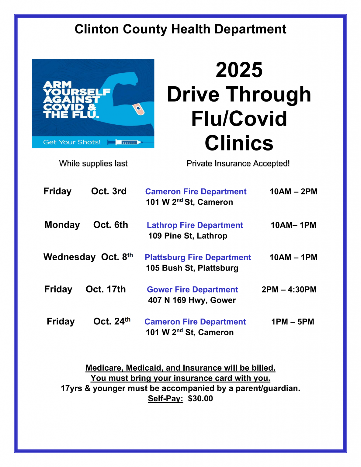 2025 Flu & COVID Vaccine Clinic Schedules – Clinton County Health Department